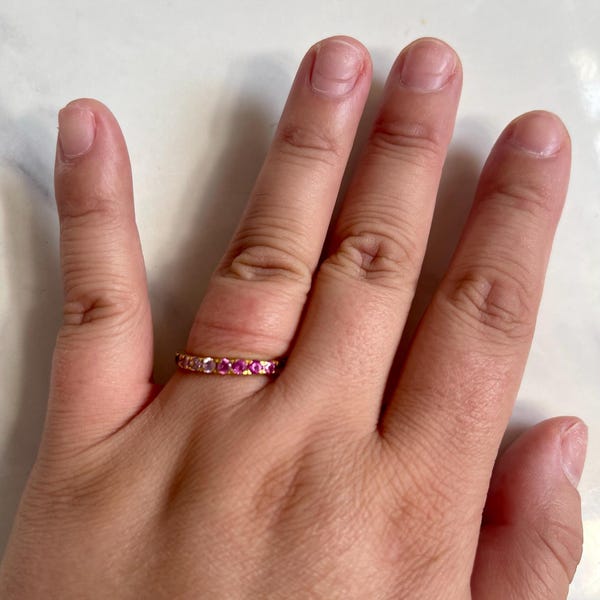 Octagon Alexandrite Half Eternity Band, Vintage Design Alexandrite ...