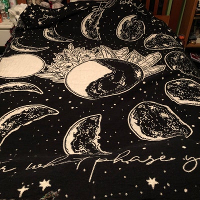 Moon Phase Woven Throw Blanket, You Are Whole Moon Phase Pattern Woven ...