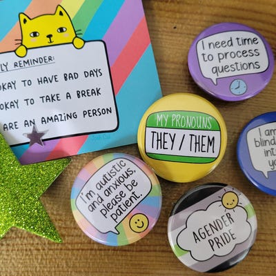 ADHD Badge Set INCLUDES 6 Badges Badge Packs ADHD Gift - Etsy