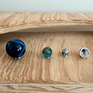 Mini Natural Earth Mars & Moon Set of 3 Art Glass Marbles W | Etsy