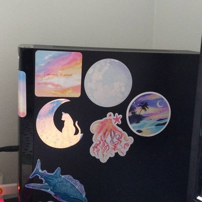 Holographic Pale Blue Moon Vinyl Sticker - Etsy