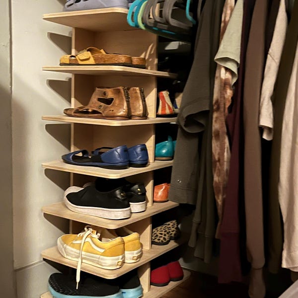 Shoe Tower Minimalist Design Wooden Shoe Rack Closet Organizer Wood ...