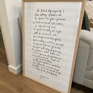 Scripture Sign Psalm 23 Hand Lettered Bible Verse Signs Canvas Hanging ...