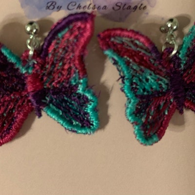 Butterfly FSL Earrings Embroidery Design / Machine Embroidery ...