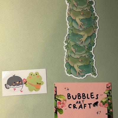 Frog Stack Bookmark Frog Art Cute Bookmark Laminated - Etsy
