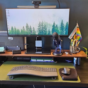 Dual Monitor Desk Shelf, Wooden Monitor Stand, Monitor Riser, Computer ...