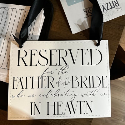 Father of the Bride Memorial Sign for Wedding Chair Banner to Reserve ...