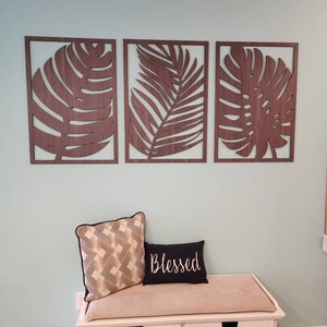 Wood Leaves Wall Art 3 Panel Set Monstera Leaf Wall Decor - Etsy