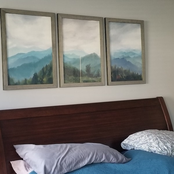 Set of 3 Prints of Oil Paintings Virginia Landscape Sky Cloud Trees ...