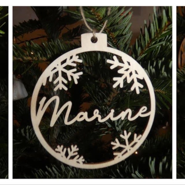 Custom Name CHRISTMAS Baubles Set Personalized Name Ornaments, Wooden ...