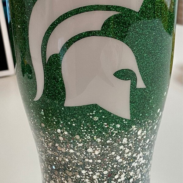MSU Tumbler, Michigan State Tumbler, Glitter Tumbler, Custom Tumbler ...