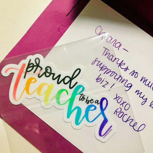 Proud to Be a Teacher Sticker for Laptop, Rainbow Teacher Water Bottle ...