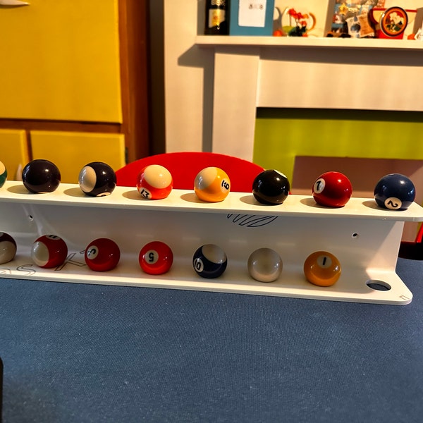 Billiard Ball Rack / Organizer Wall Mounted Pool Ball Holder / Cue Rack ...