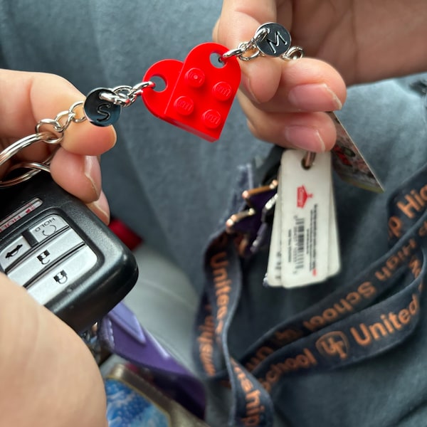 Heart Keychain Set - Made With Authentic LEGO® Bricks, INITIALS ...