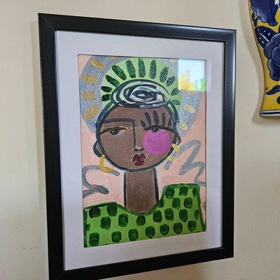 Green Abstract Face Art Woman Face Painting Original Art Woman Painting ...