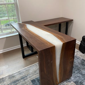 Walnut and Epoxy Resin Waterfall Table. - Etsy