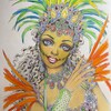 Samba Dancer Coloring Page GRAYSCALE Rio Carnival Female Illustration ...