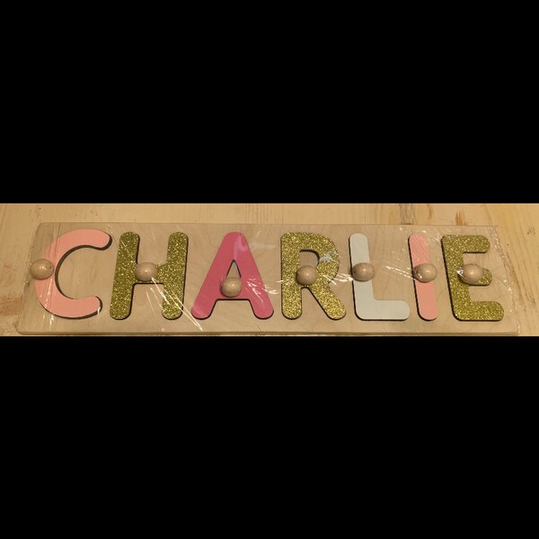 Name Puzzle With Pegs, Personalized Gift, Baby's First Gift, Preschool ...