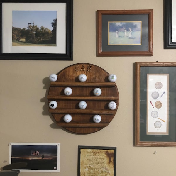Golf Ball Display Round - Holder- Personalization Options Available - Etsy
