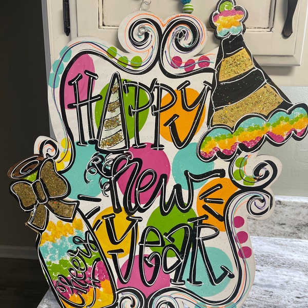 New Years Door Hanger - New Years Decoration - Personalized New Years ...