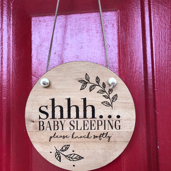 Baby Sleeping Sign, Nursery Knock Softly, Infant Sign, Child's Room ...