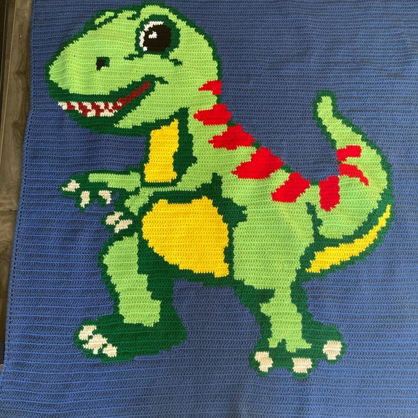 C2C Dinosaur Crochet Pattern / Corner to Corner / C2C Crochet Blanket ...