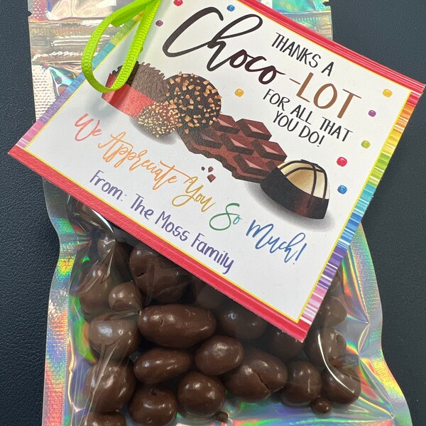 Chocolate Gift Tag, Candy Bar Treat Tag, Nurse Employee Staff Teacher ...