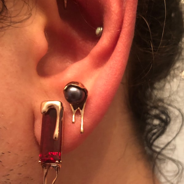 Dripping Gemstone Earrings - Gold, Silver, Rose Gold, Moonstone ...