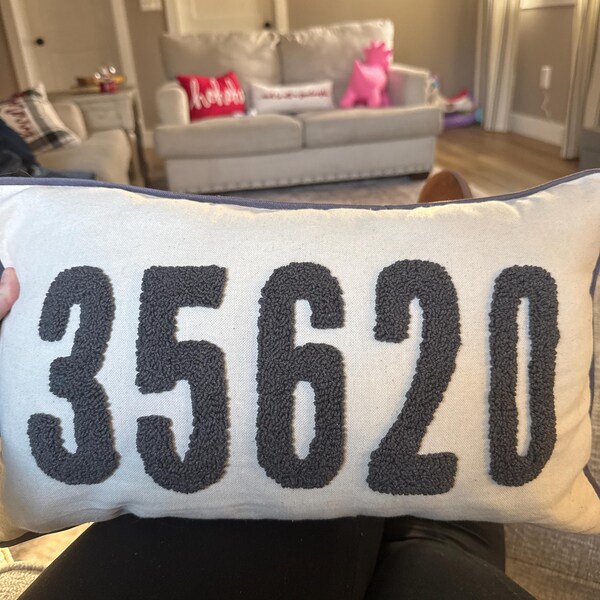 Zip Code Pillow, Housewarming Gift, Punch Needle Custom Pillow ...
