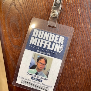 The Office Dwight Schrute Dunder Mifflin ID Badge Cosplay Costume Name ...