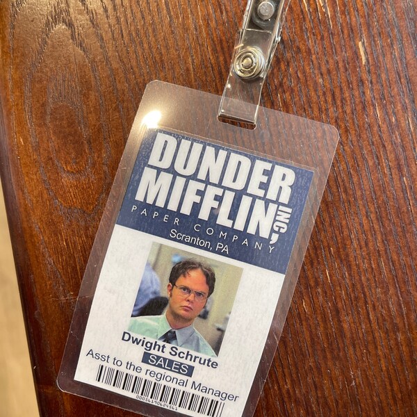 The Office Dwight Schrute Dunder Mifflin ID Badge Cosplay Costume Name ...