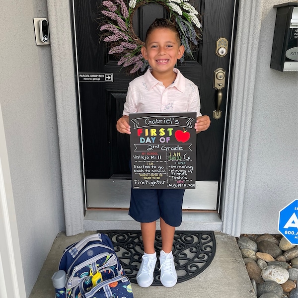 2-in-1 Reusable Back to School Sign, First & Last Day of School Sign ...