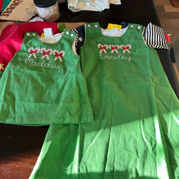 Girls Candy Cane Christmas Dress - Monogrammed Christmas Outfit ...