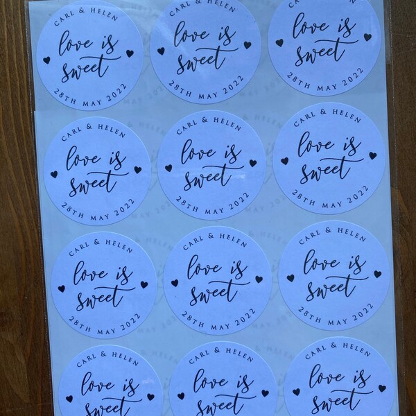 Love is Sweet Personalised Stickers, Wedding Favour Labels, Gift Bags ...