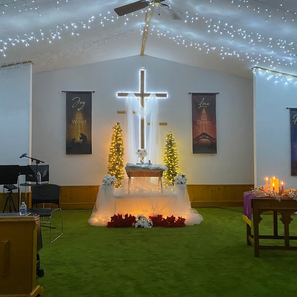 Set of 4 Church Banners, Peace, Love, Hope Joy, Church Banner Set ...