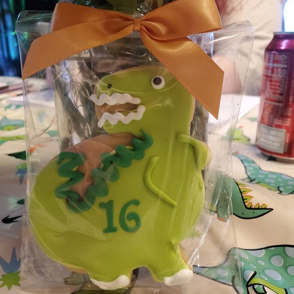 Dinosaur T-rex Cookies (4" Size, Bowed) - Next Ship Date is 4/24 or for ...