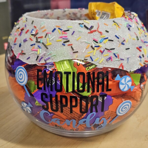 Glass Chocolate Candy Bowl, Motivational Emotional Support Candy Office ...