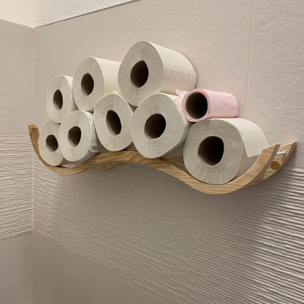 Wall Mount Toilet Paper Holder, Wood TP Floating Storage Shelf for ...