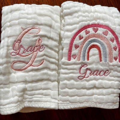 Fishing Personalized Baby Burp Cloths, Monogram, Embroidered, Baby Girl ...