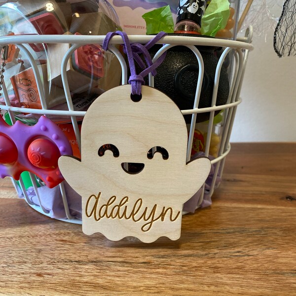 Ghost Tag Halloween Tags Name Tags Halloween Bucket Tags Custom Name ...