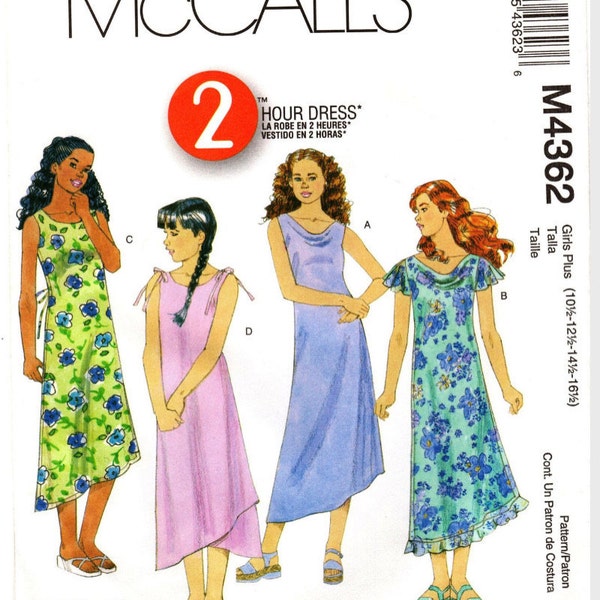 8967 Childs and Girls Dress in Two Lengths Full Skirt Ruffle Sleeve ...