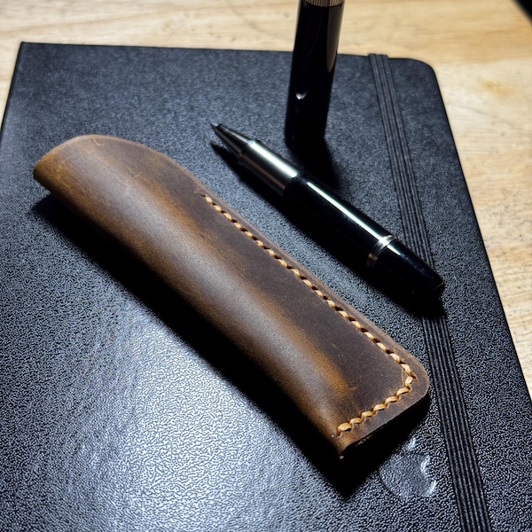 Vintage Leather Pen Pencil Holder Quiver for Moleskine Large Notebook ...