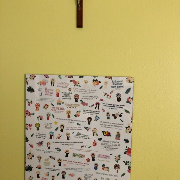Catholic Saints With Quotes Poster Print. Saint Pattern Wall Art. First ...