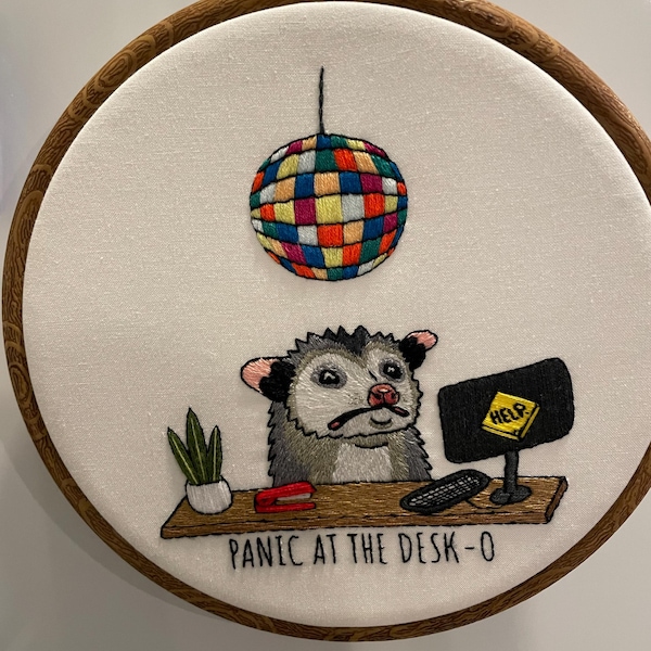 Panic at the Desk-o-possum - Disco Possum Hand Embroidery PDF Template ...