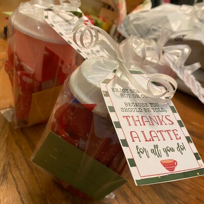 Thanks a Latte, Coffee Favor Tag, Coffee Gift, Christmas Gift for ...