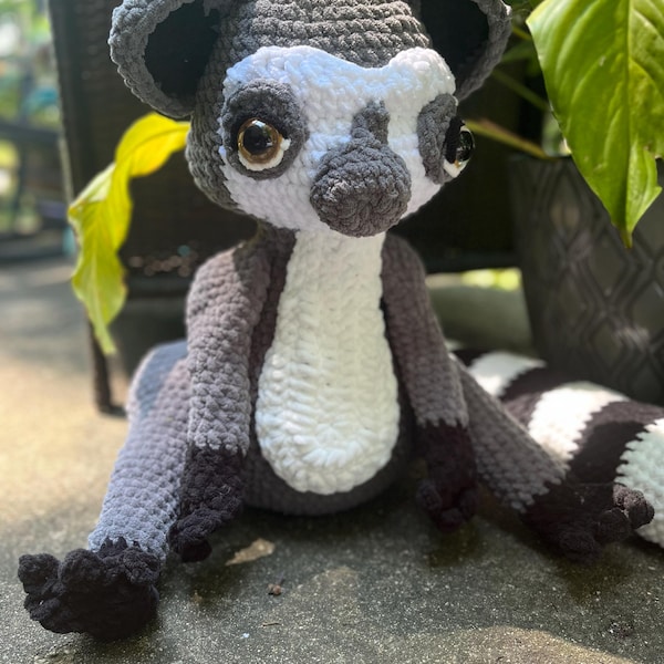 CROCHET PATTERN Lester the Lemur Crochet Amigurumi Stuffed Animal Plush ...