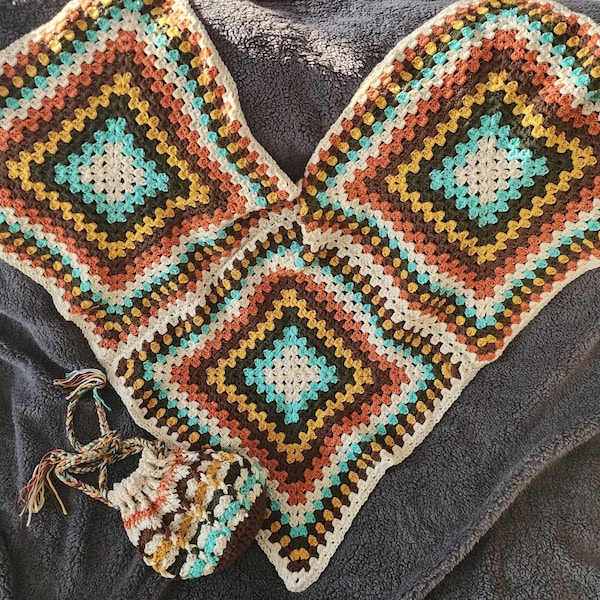 Foliage Shawl Crochet Shawl 70s Retro Crochet Wrap Vintage Inspired ...