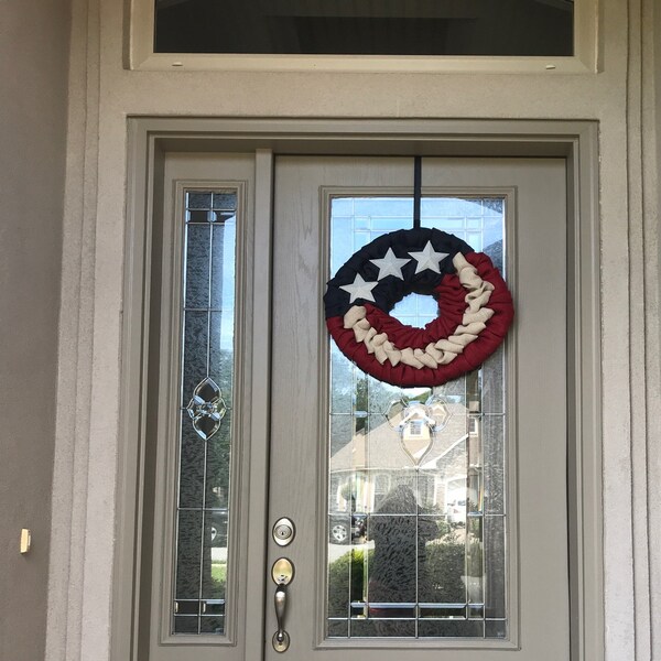 4th of July Burlap Wreath - Red, White and Blue Burlap Wreath, Burlap ...
