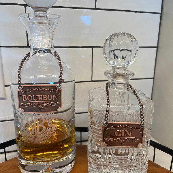 Copper Colored Liquor Decanter Tags - Set of 8 Labels for Alcohol ...