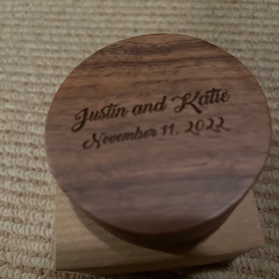 Circle Wood Ring Box Engraved Ring Bearer Box for Wedding - Etsy